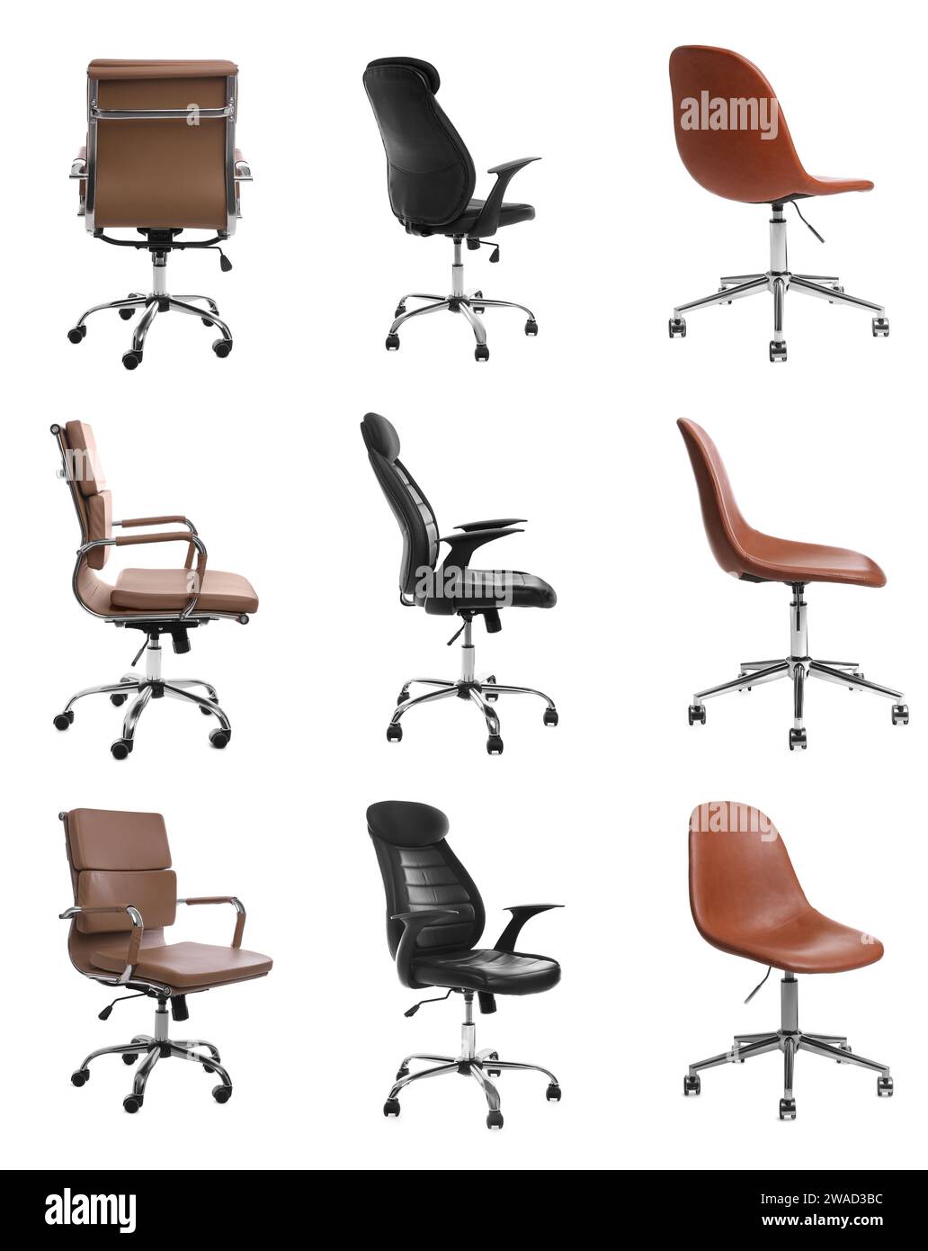 Different office chairs isolated on white, set Stock Photo - Alamy