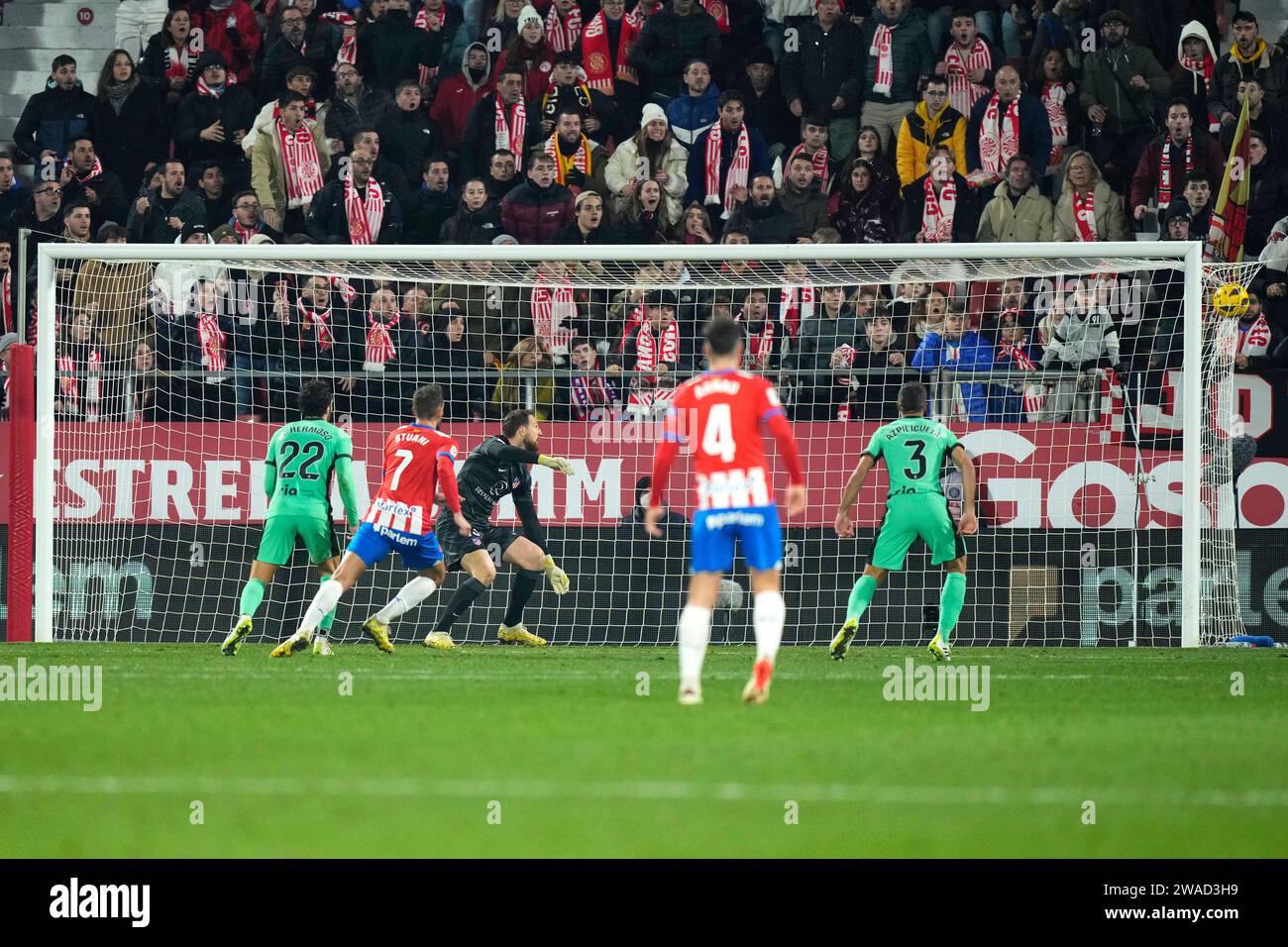 Girona, Spain. 3rd Jan, 2024. Ivan Martin (Girona FC) scores during La Liga football match ...