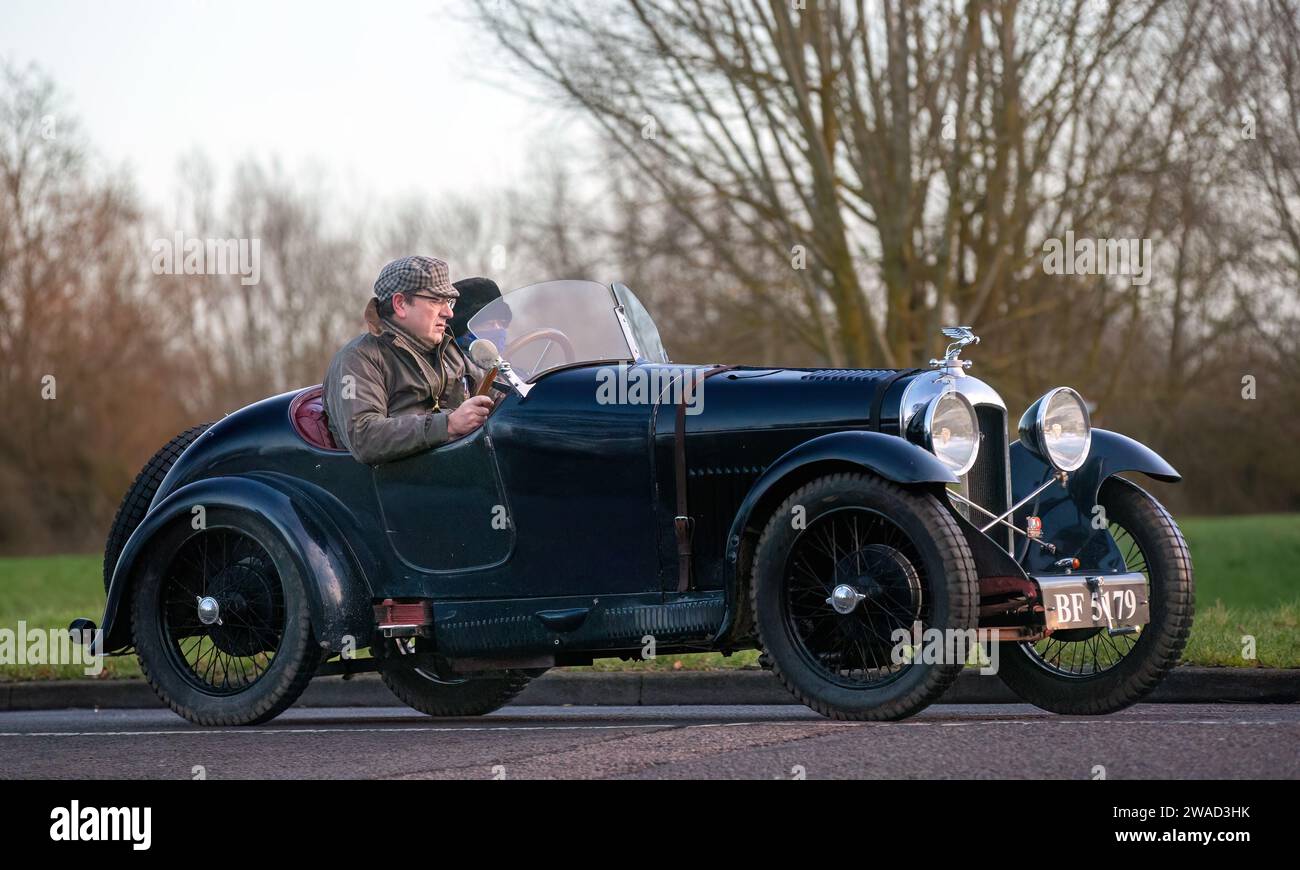 Stony Stratford,UK Jan 1st 2024. 1929 AMILCAR CGSS vintage car arriving ...