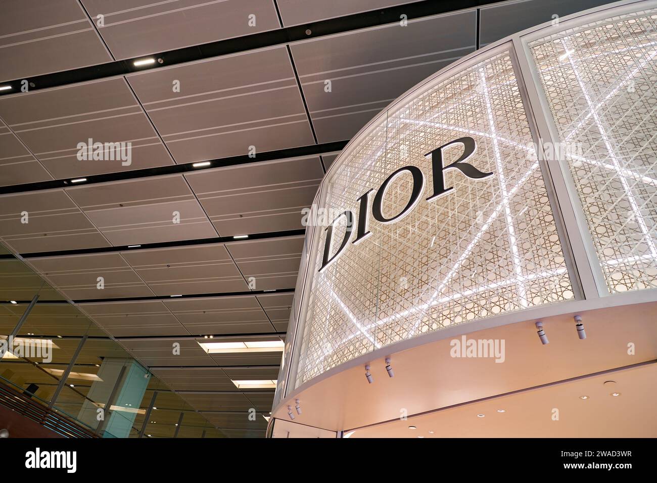 SINGAPORE - NOVEMBER 07, 2023: close up shot of Dior sign as seen ...