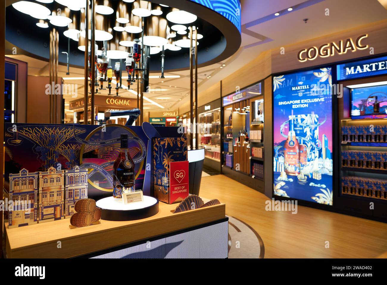 SINGAPORE - NOVEMBER 07, 2023: bottle of Martell on display at Lotte ...