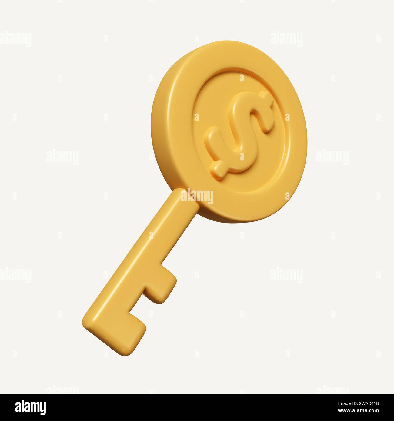 3d Gold dollar key. key to money. icon isolated on white background. 3d ...