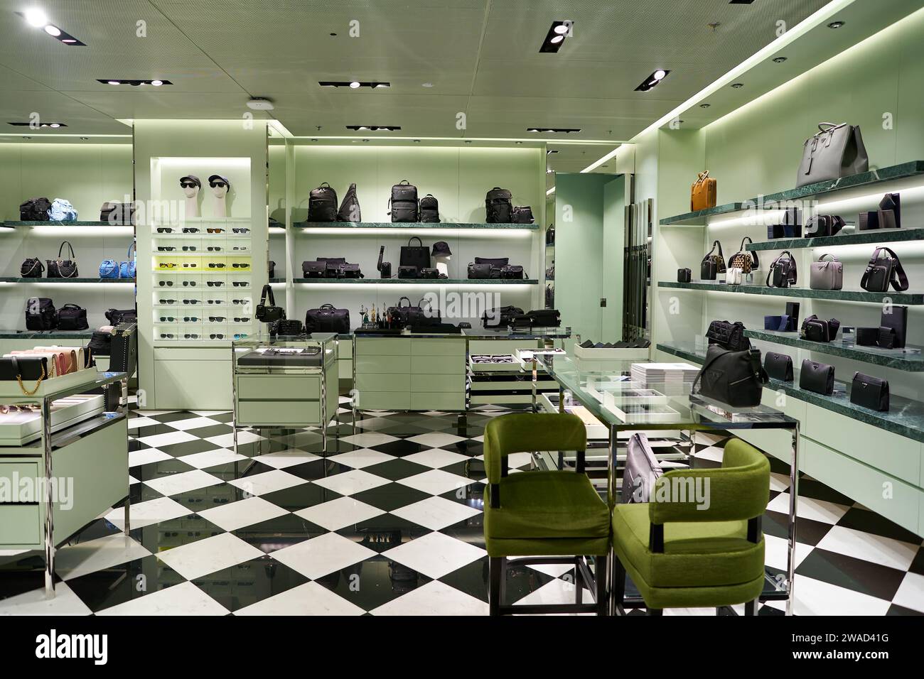 SINGAPORE - NOVEMBER 07, 2023: interior shot of Prada store inside ...
