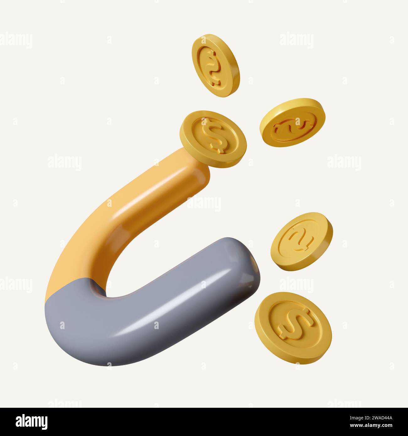 3d magnet attracts money. coins fly according to gravity. passive ...