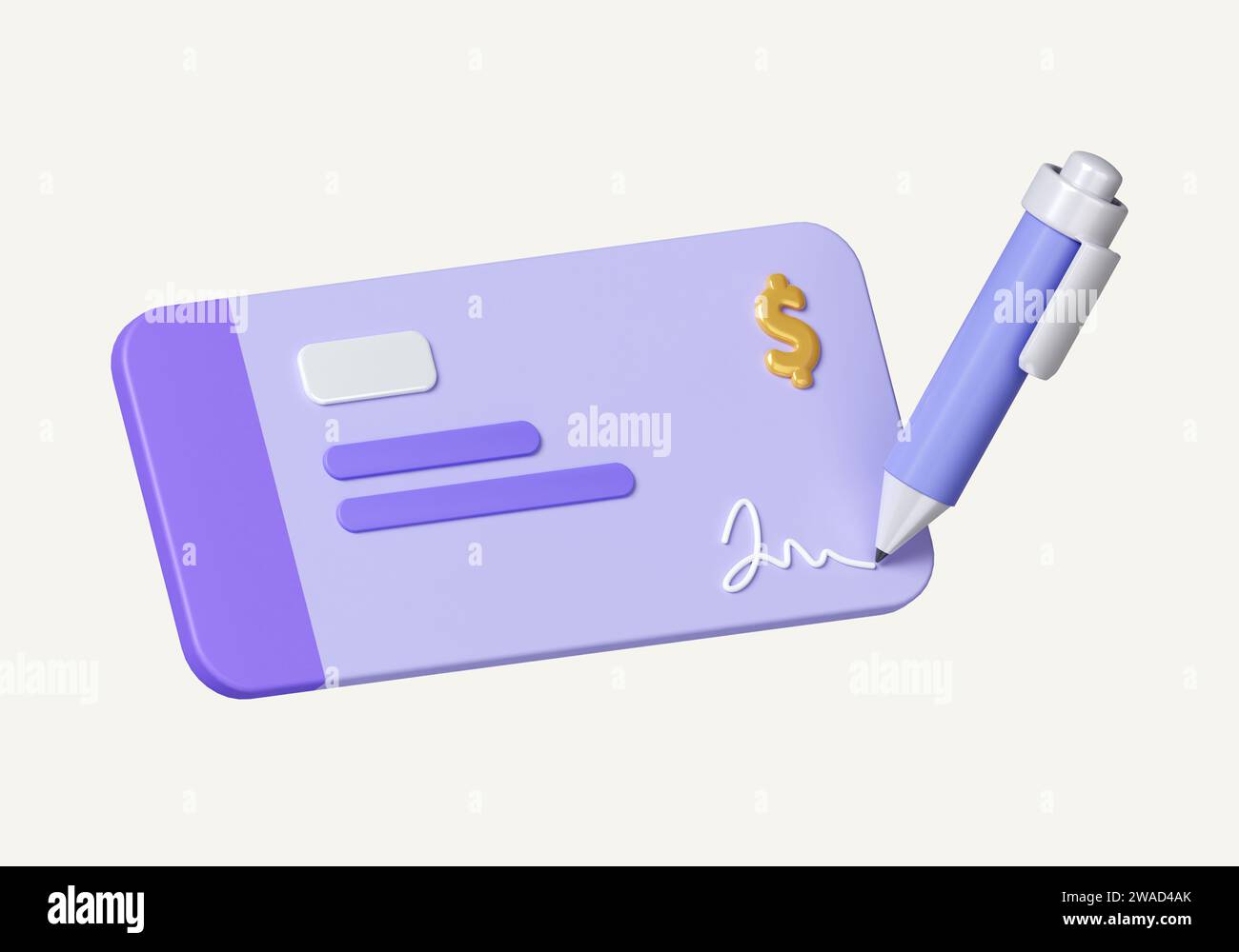 3d bank cheque with pen. business invoice bill. banking payment receipt ...