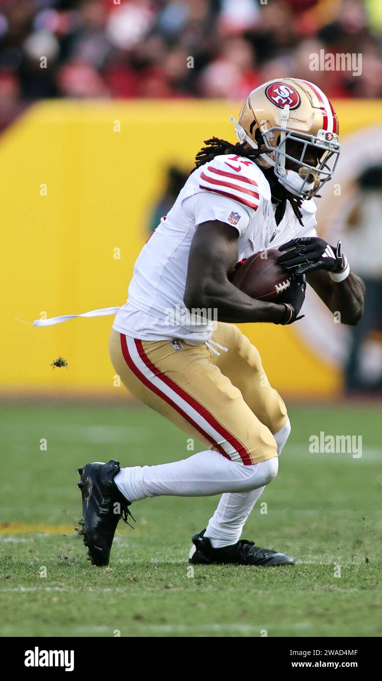 San Francisco 49ers wide receiver Brandon Aiyuk (11) runs during an NFL ...