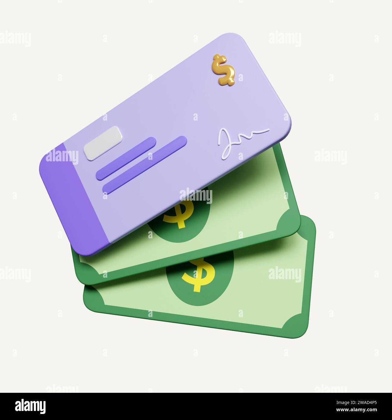 3d bank cheque and money. banking payment receipt. Composition with ...