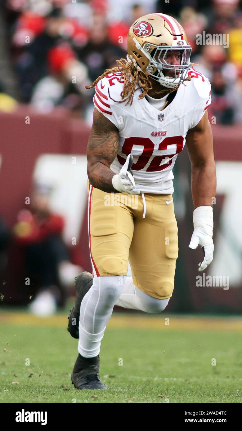 San Francisco 49ers defensive end Chase Young (92) runs during an NFL ...