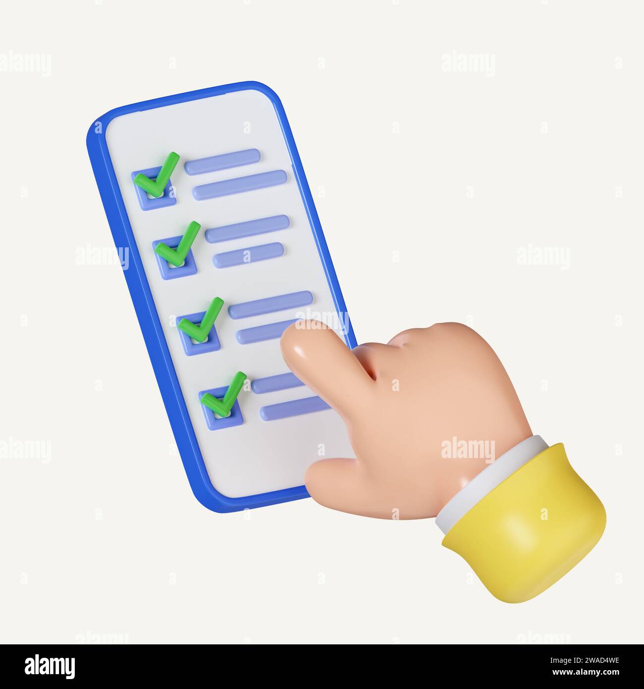 3d hands with finger fill online survey or test form on screen. phone ...