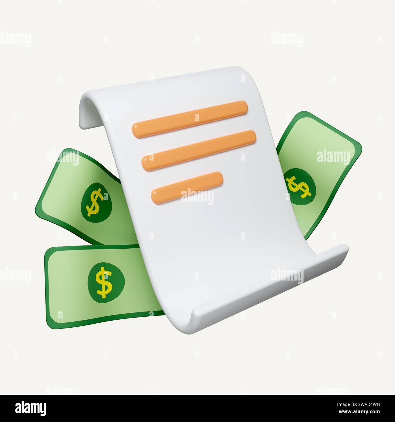 3d Shopping receipt with list of purchased goods or services. Financial ...