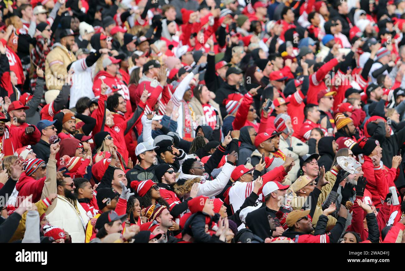 San Francisco 49ers fans celebrate during an NFL football game against ...