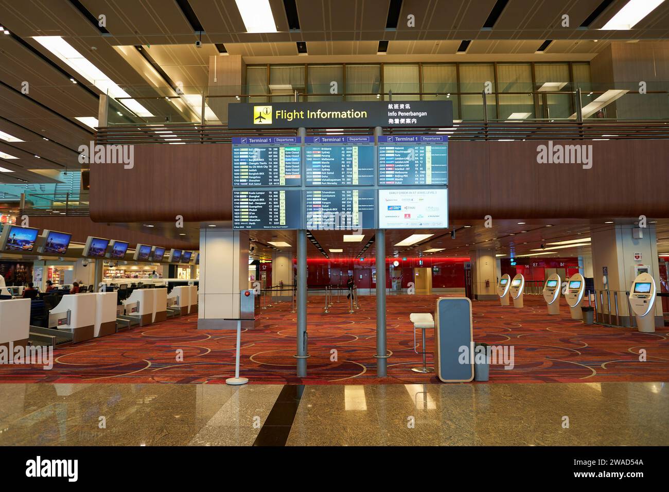 SINGAPORE - NOVEMBER 04, 2023: flight information display system in ...