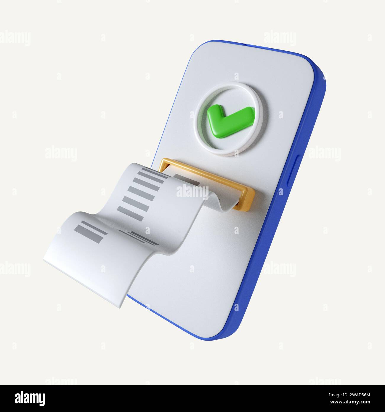 3d Mobile Phone With Check Mark On Screen And Receipt Concept Of