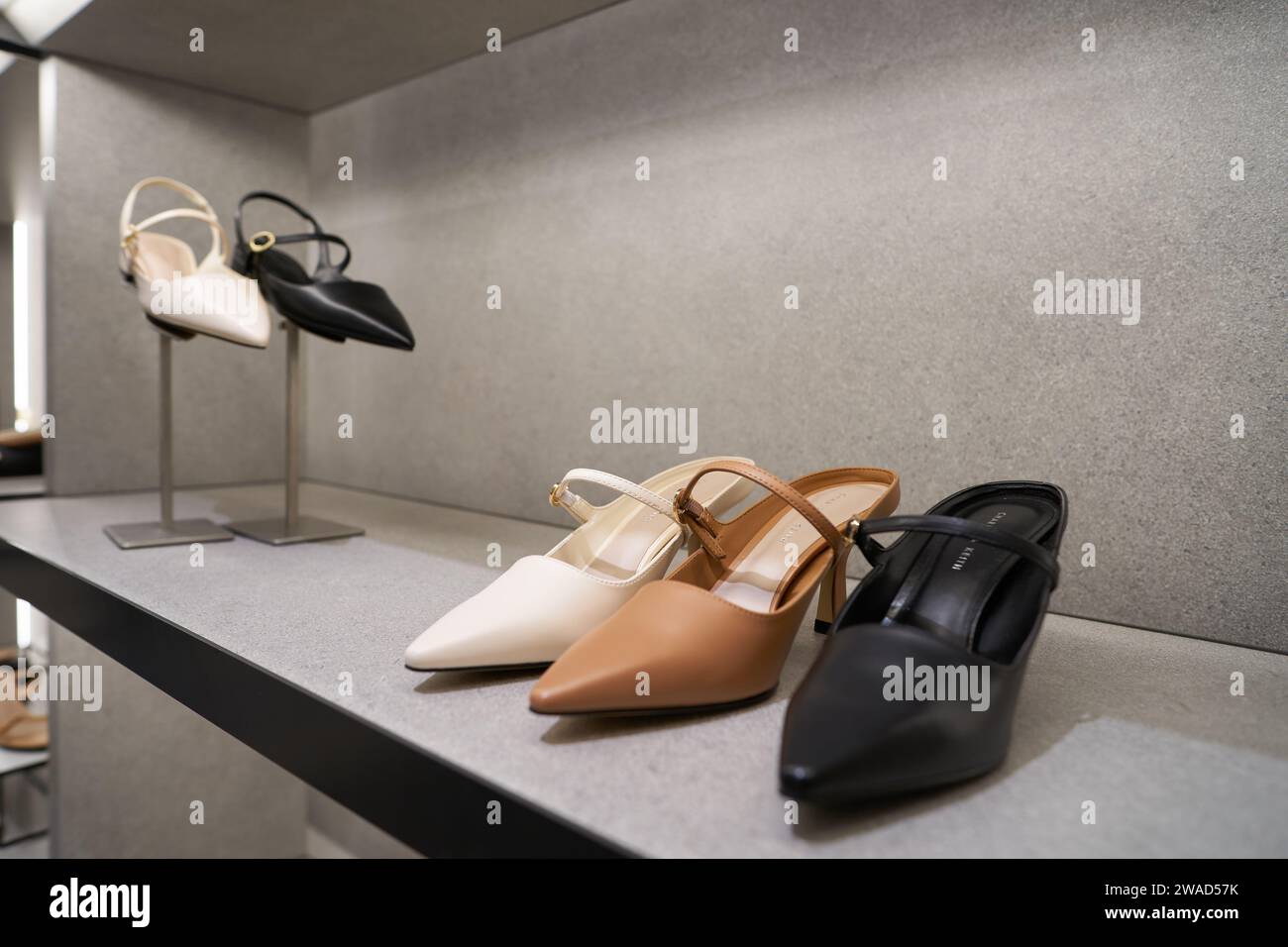 SINGAPORE - NOVEMBER 05, 2023: footwear displayed inside Charles and ...