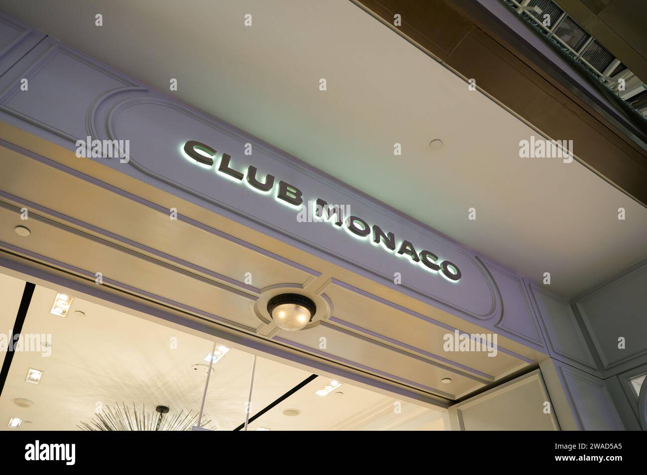 SINGAPORE - NOVEMBER 05, 2023: Club Monaco sign as seen in the Shoppes ...