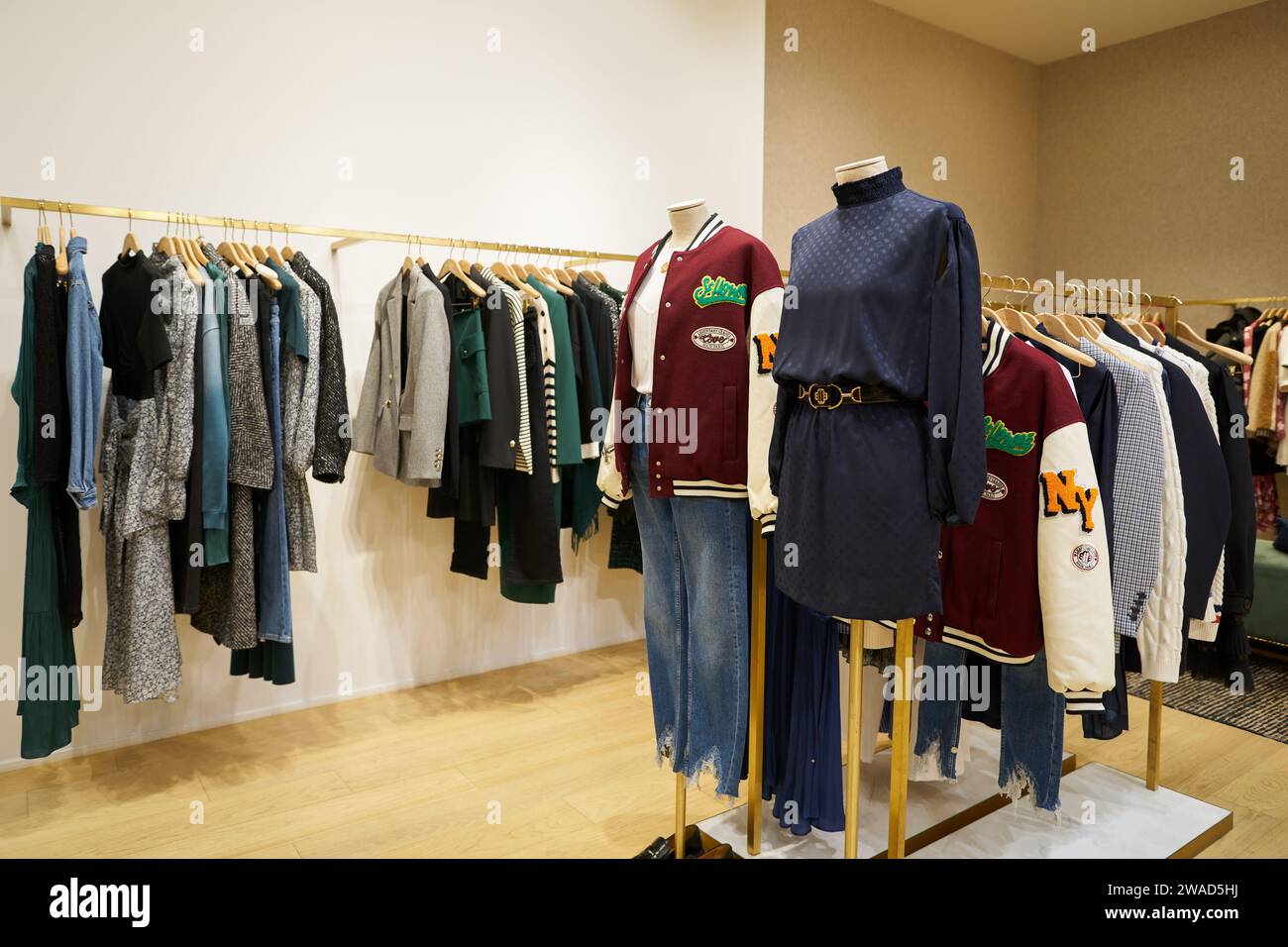 SINGAPORE - NOVEMBER 05, 2023: clothes on display inside Maje store in ...