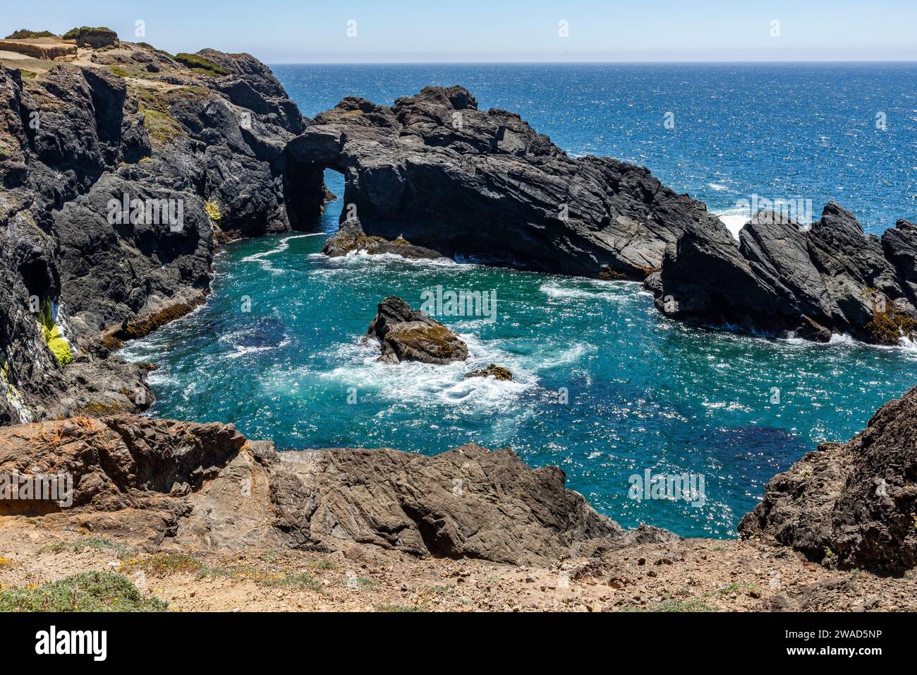 USA, Oregon, Brookings, View of rocky natural arch over sea Stock Photo ...
