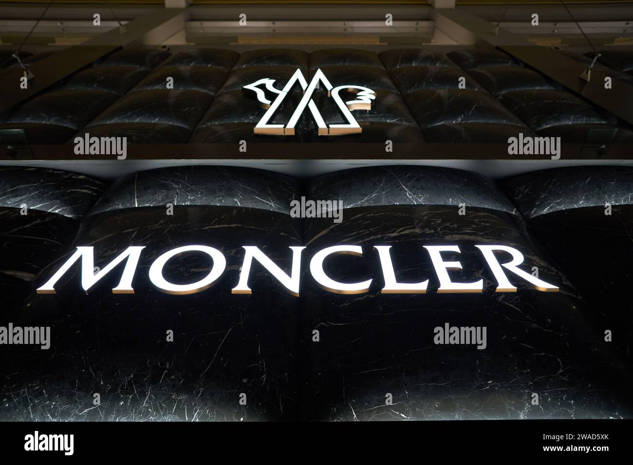 SINGAPORE - NOVEMBER 05, 2023: Moncler sign as seen at the store in the ...