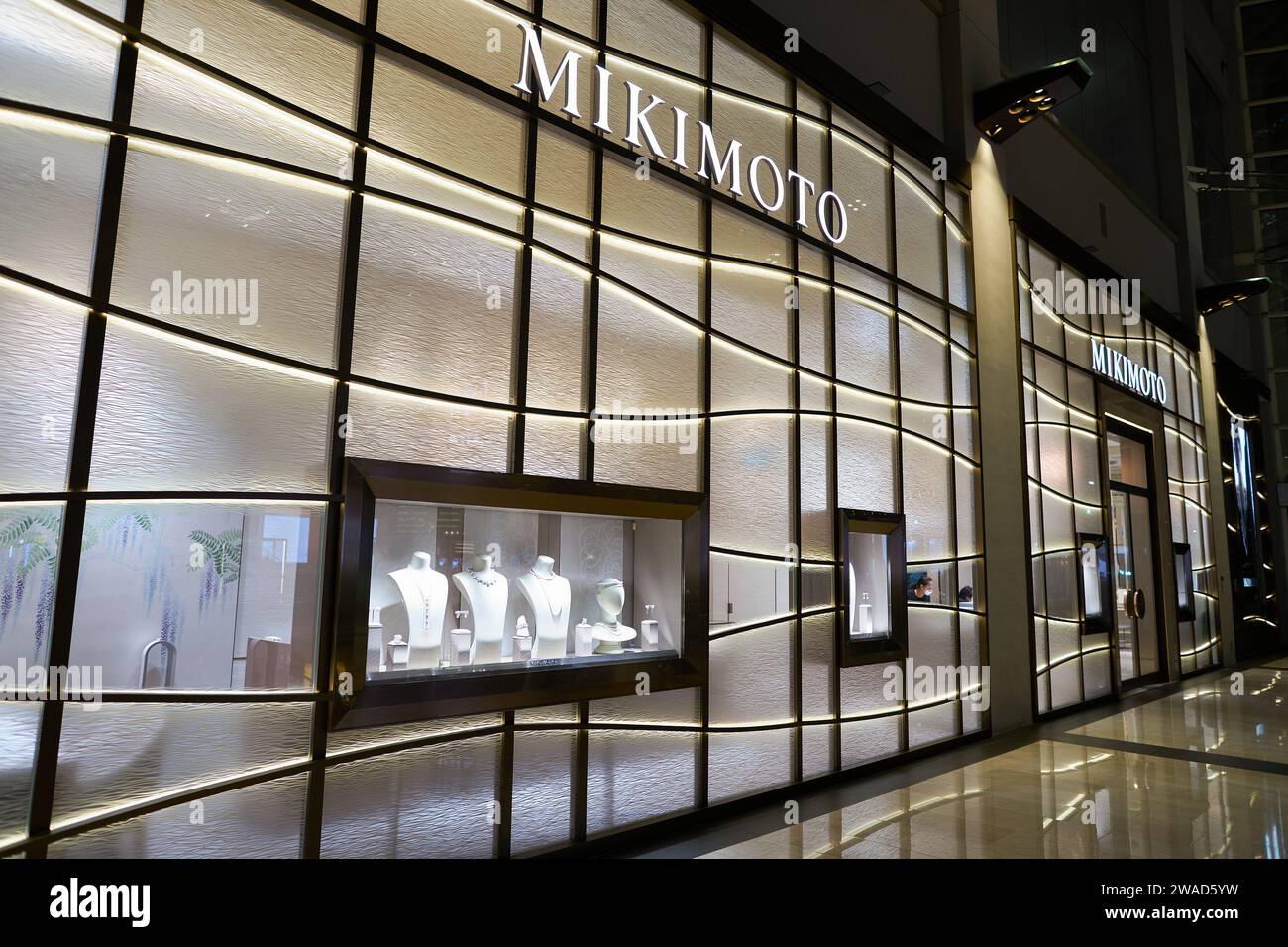 SINGAPORE - NOVEMBER 05, 2023: jewellery displayed at Mikimoto store ...