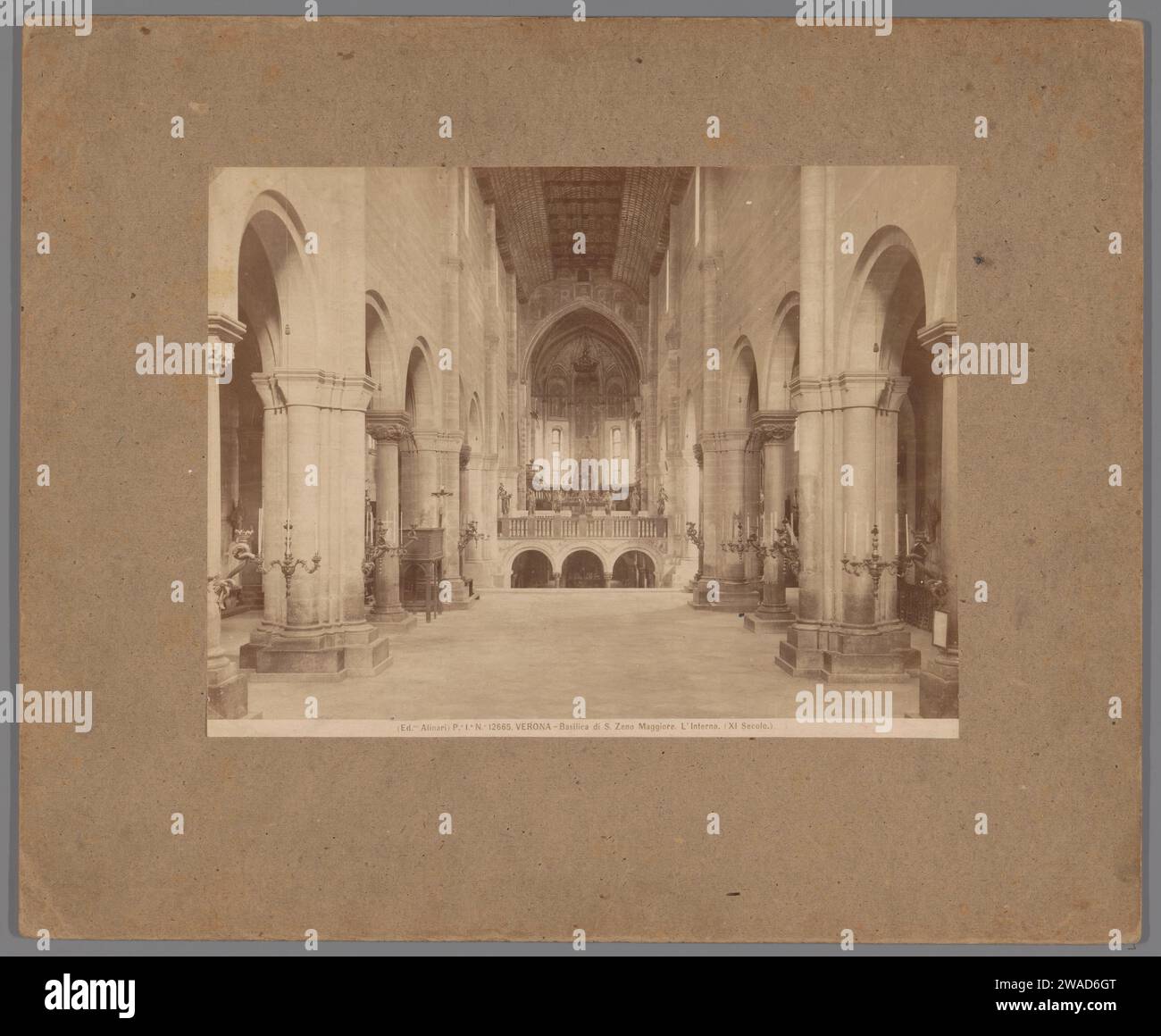 Interior of the Basilica of San Zeno Maggiore in Verona, with a view of ...