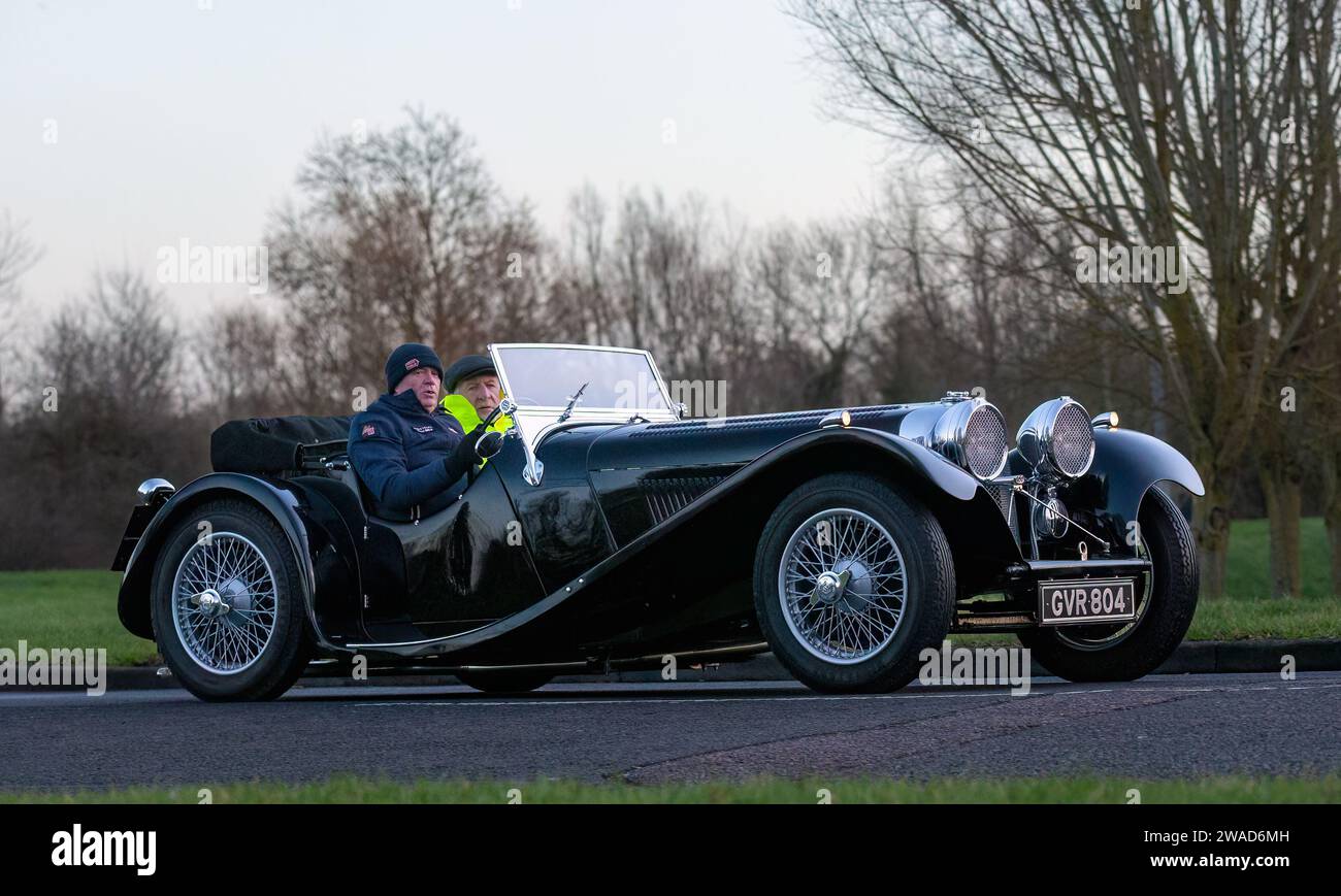 Stony Stratford,UK Jan 1st 2024.Jaguar SS100 Post-War recreation car by ...