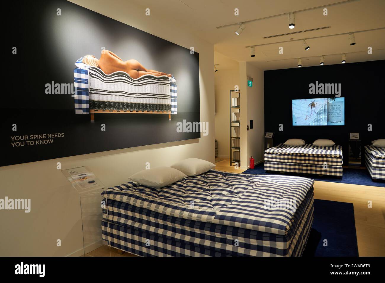 SINGAPORE - NOVEMBER 05, 2023: interior shot of Hastens store in the ...