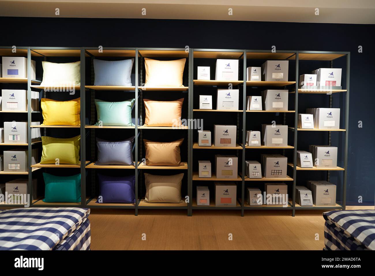 SINGAPORE - NOVEMBER 05, 2023: interior shot of Hastens store in the ...