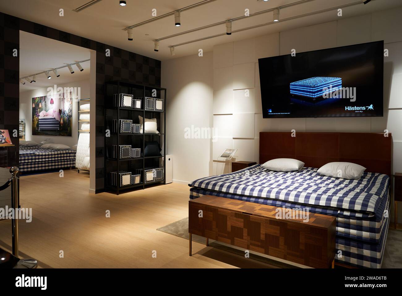SINGAPORE - NOVEMBER 05, 2023: interior shot of Hastens store in the ...
