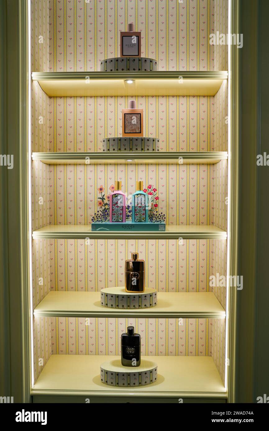 KUALA LUMPUR, MALAYSIA - CIRCA MAY, 2023: goods on display at Gucci ...