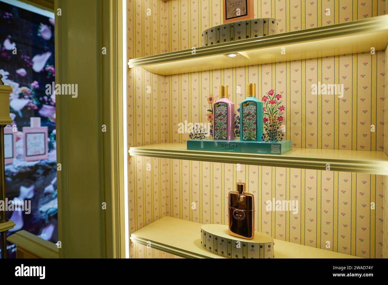 KUALA LUMPUR, MALAYSIA - CIRCA MAY, 2023: goods on display at Gucci ...