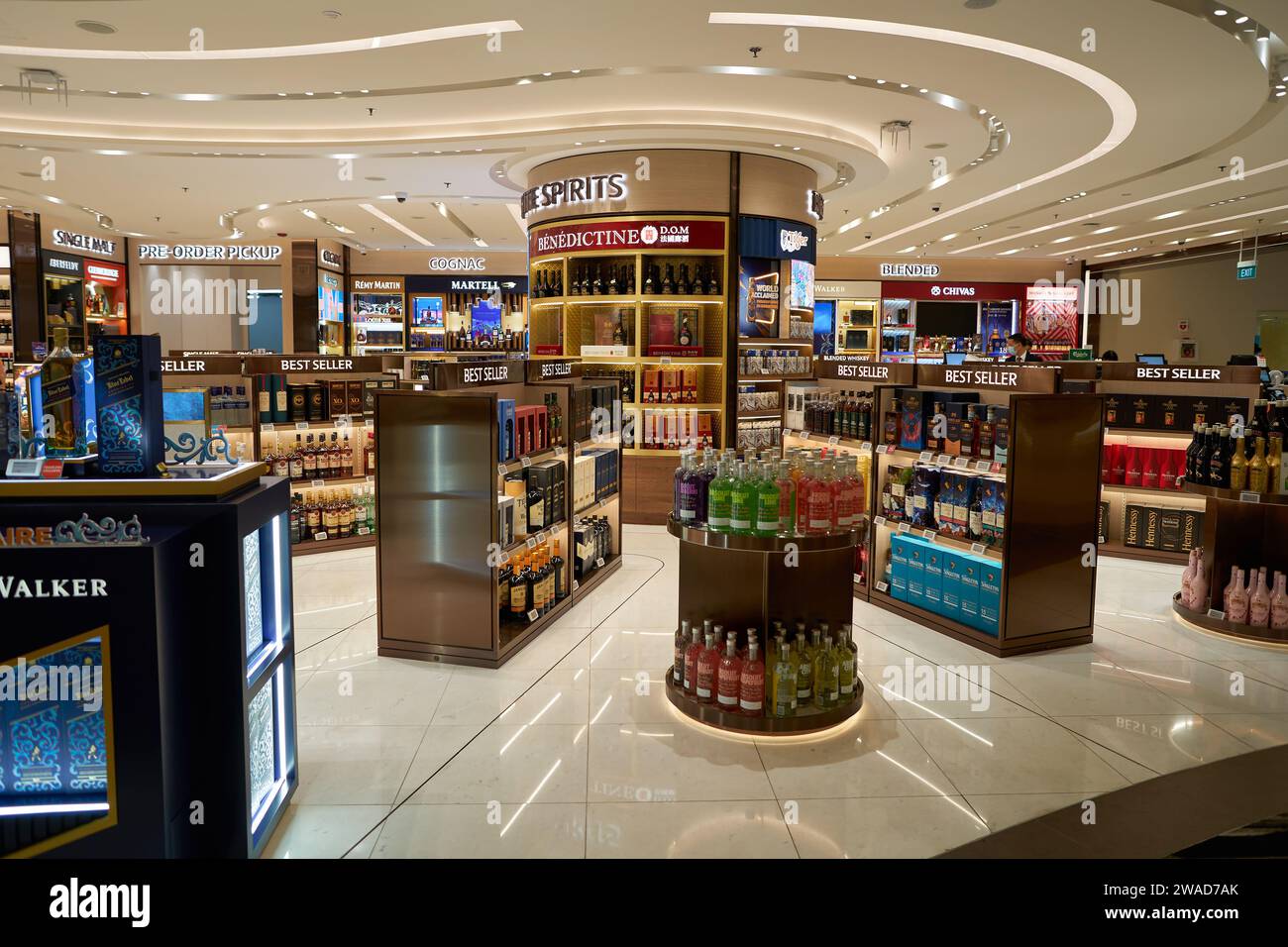 SINGAPORE - NOVEMBER 04, 2023: a broad range of alcoholic drinks on ...