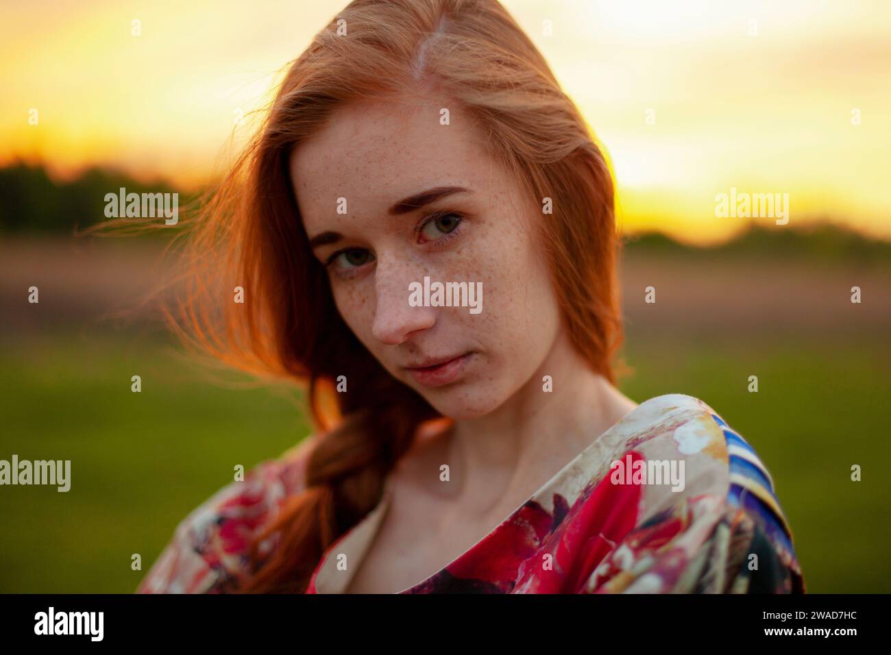 Beautiful woman posing in rural area Stock Photo - Alamy