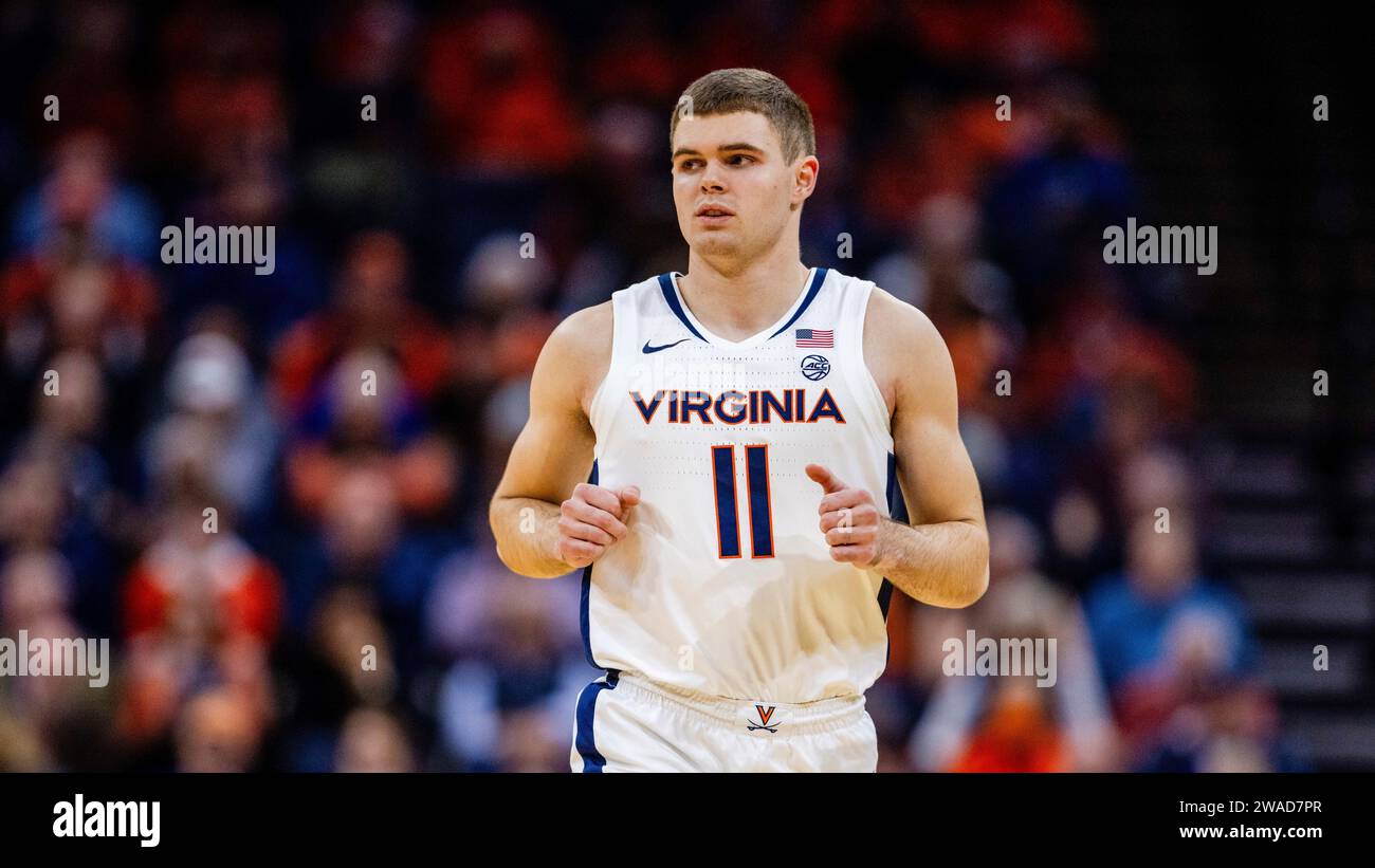 January 3, 2024: Virginia Cavaliers guard Isaac McKneely (11) during ...