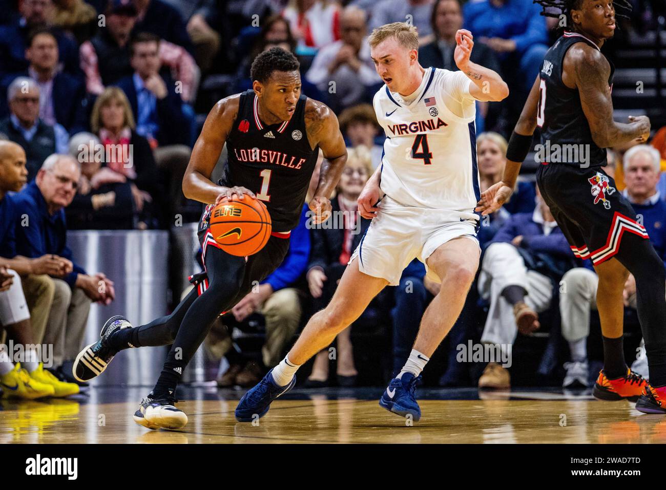 January 3, 2024: Virginia Cavaliers guard Dante Harris (1) drives ...
