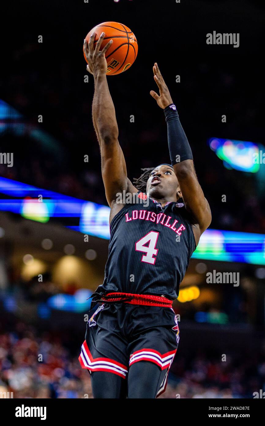 January 3, 2024: Louisville Cardinals guard Ty-Laur Johnson (4) shoots ...