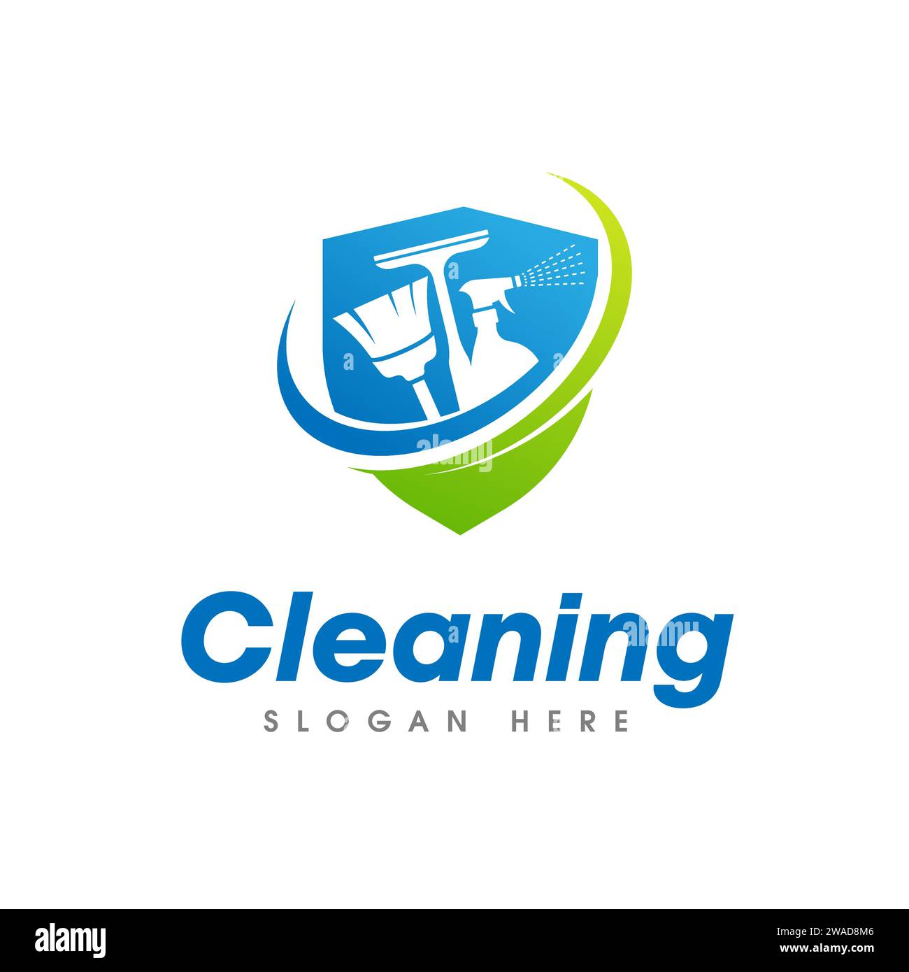 Cleaning Service Logo Design. Cleaner equipments broom, squeegee, and ...