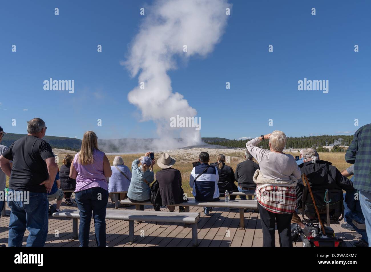 Yellowstone National Park – September 14, 2023: Tourists watch Old ...