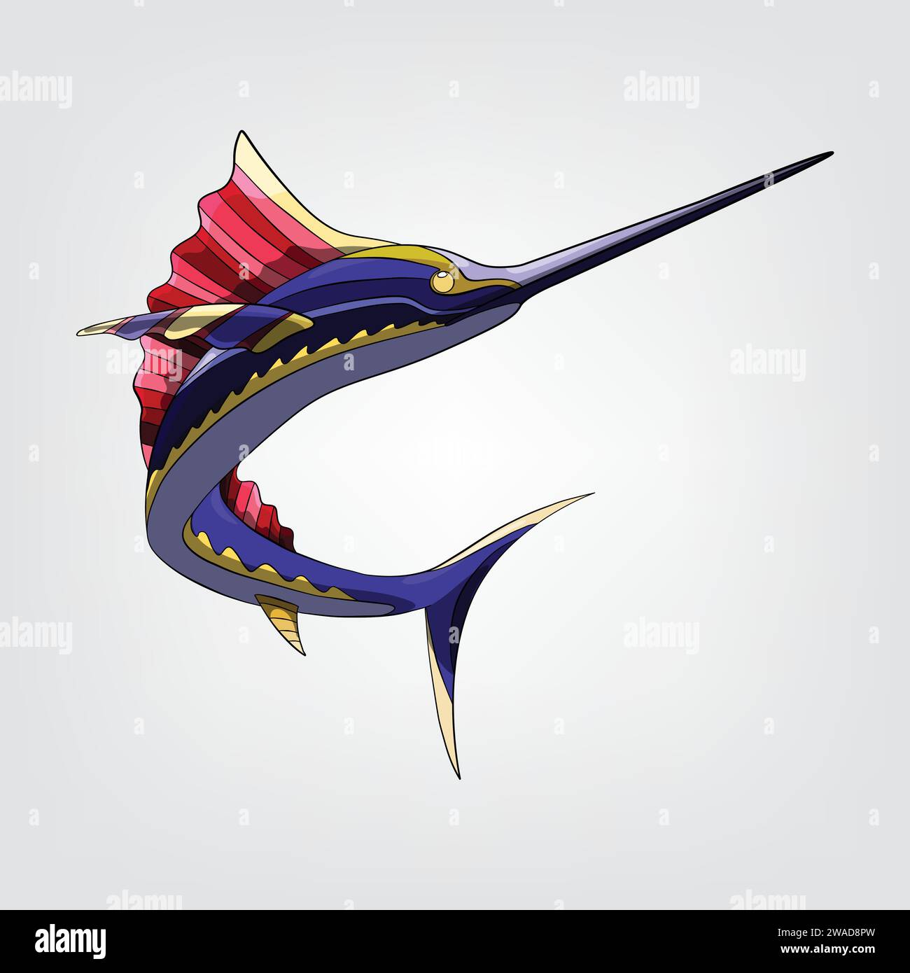 Vector illustration of isolated cartoon swordfish Stock Vector Image & Art - Alamy