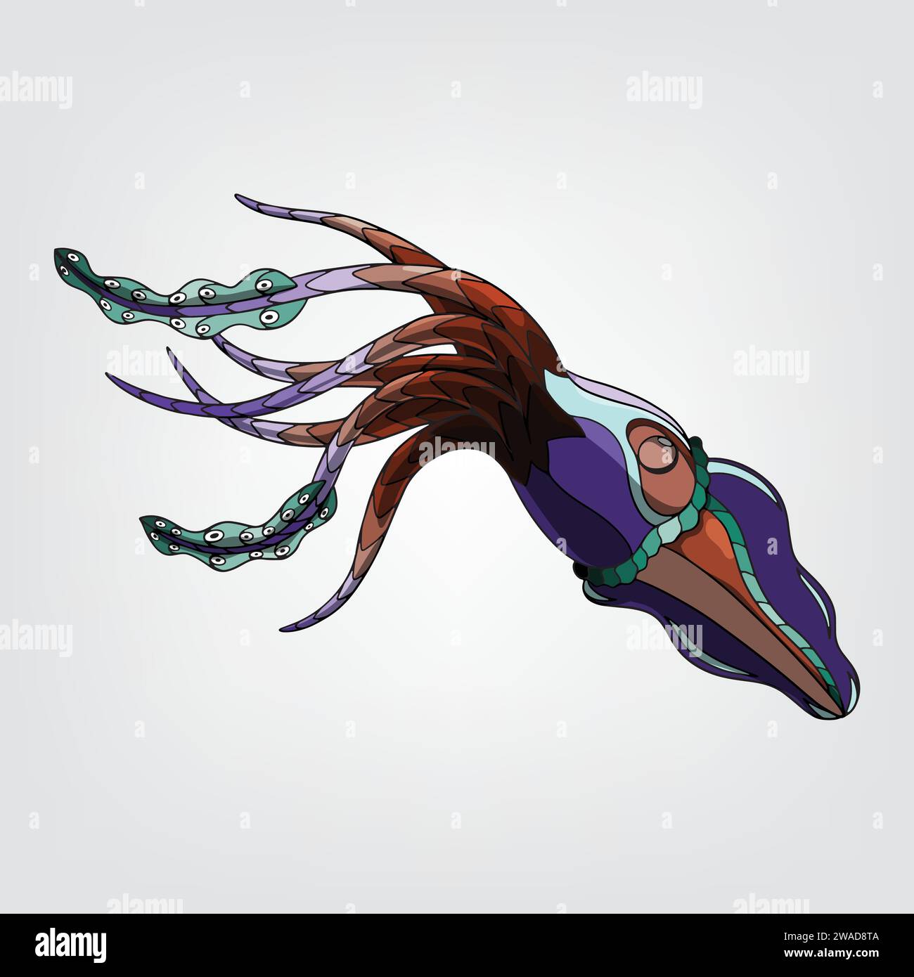 Vector illustration of isolated cartoon squid Stock Vector Image & Art - Alamy