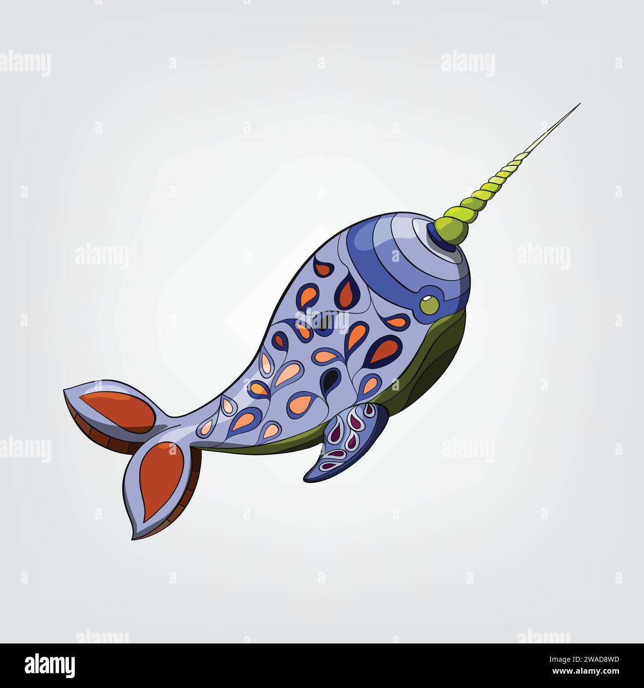 Vector illustration of isolated cartoon narwhal Stock Vector Image ...