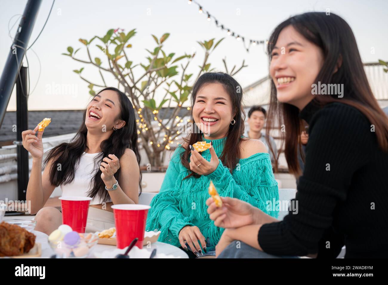 Happy College Students Eating