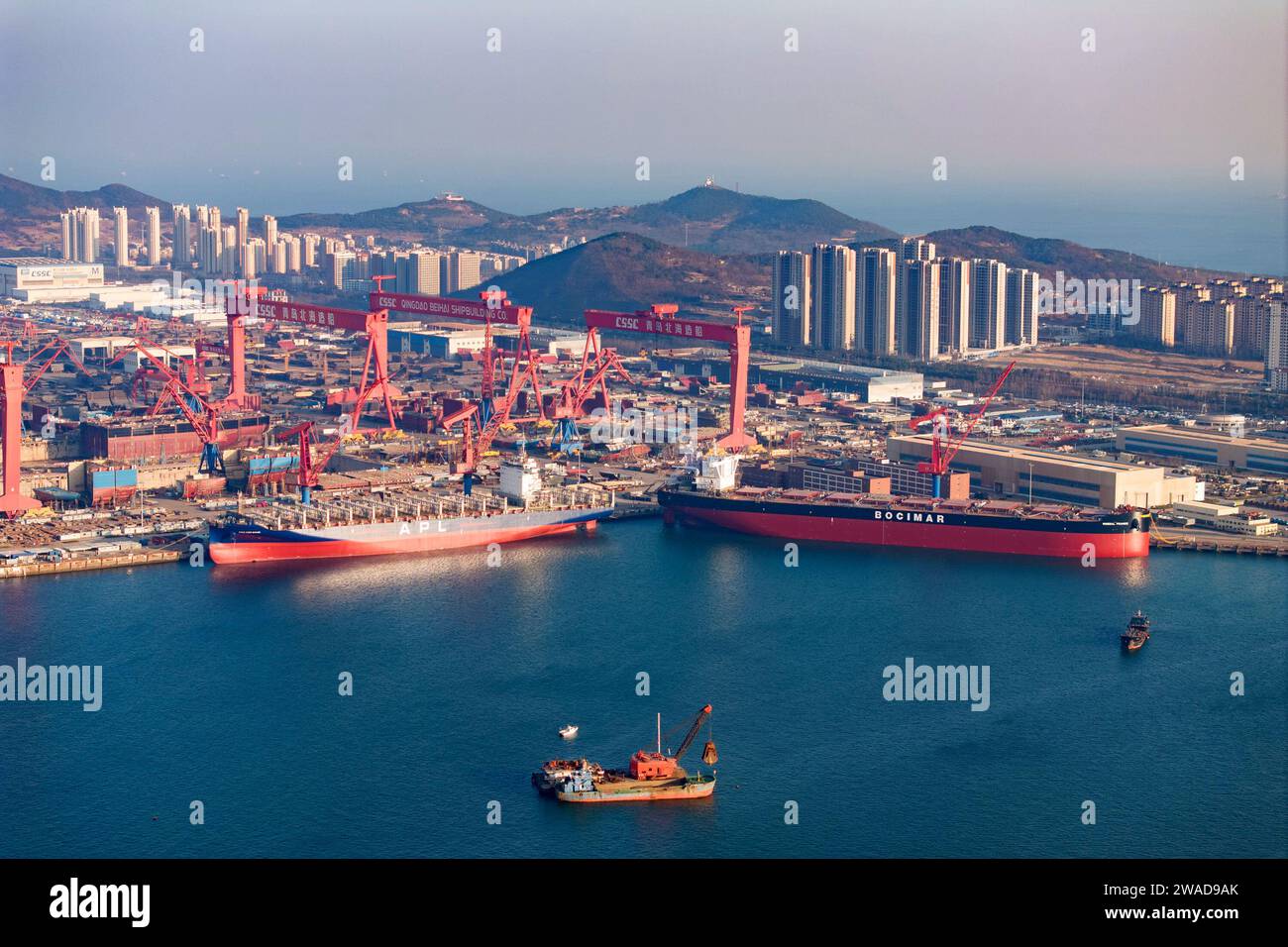 QINGDAO, CHINA - JANUARY 3, 2024 - A general view of the Haixi Bay ...
