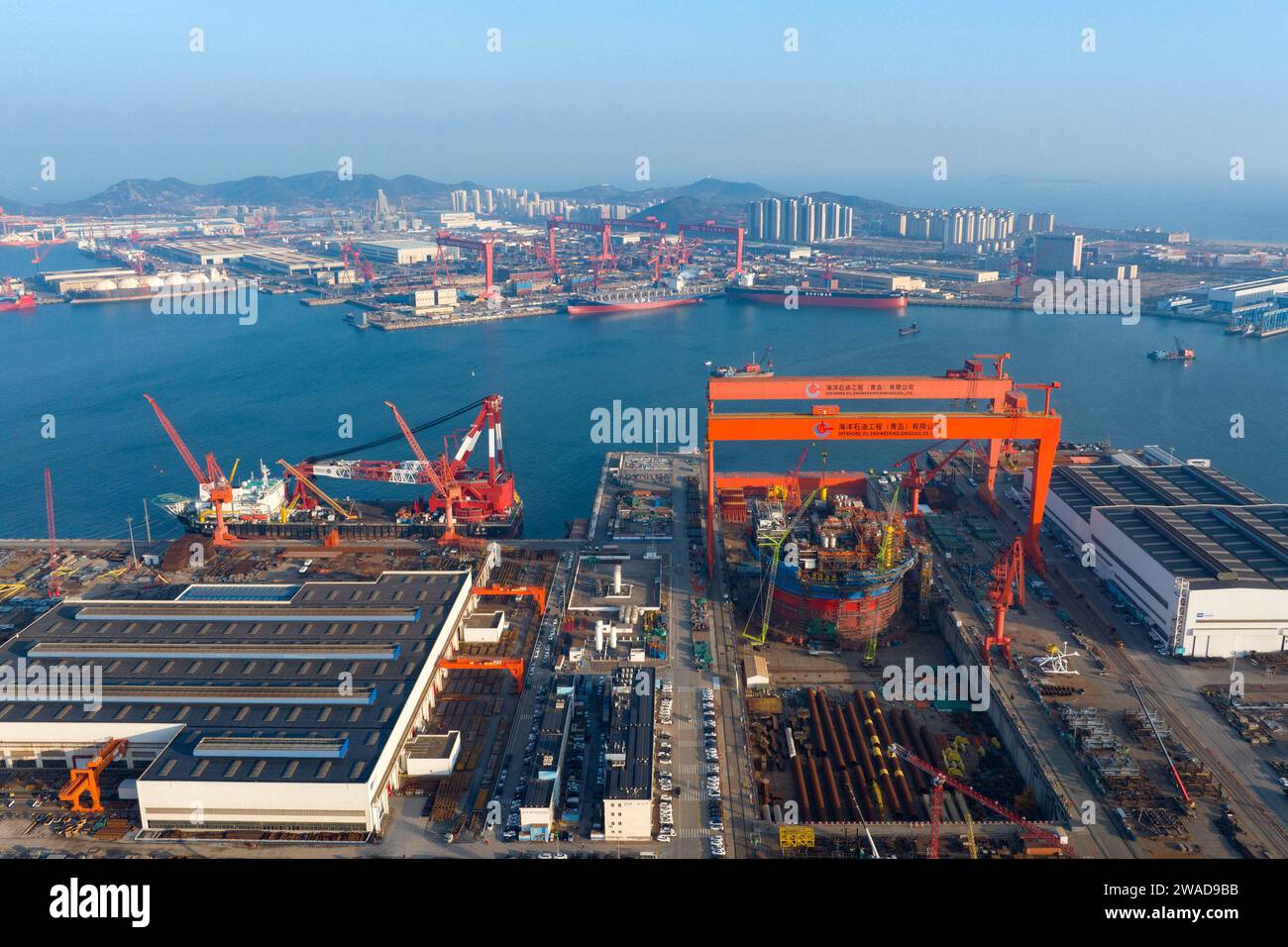 QINGDAO, CHINA - JANUARY 3, 2024 - A general view of the Haixi Bay ...