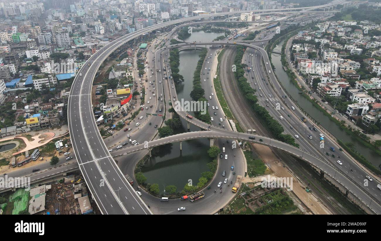 An aerial view of roads and flyovers in Dhaka, Bangladesh, Aug. 29 ...