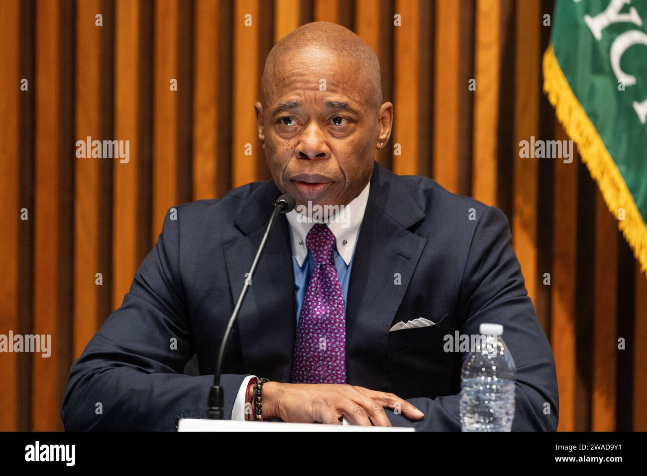 Mayor Eric Adams Speaks During Announcement End Of Year Citywide Crime