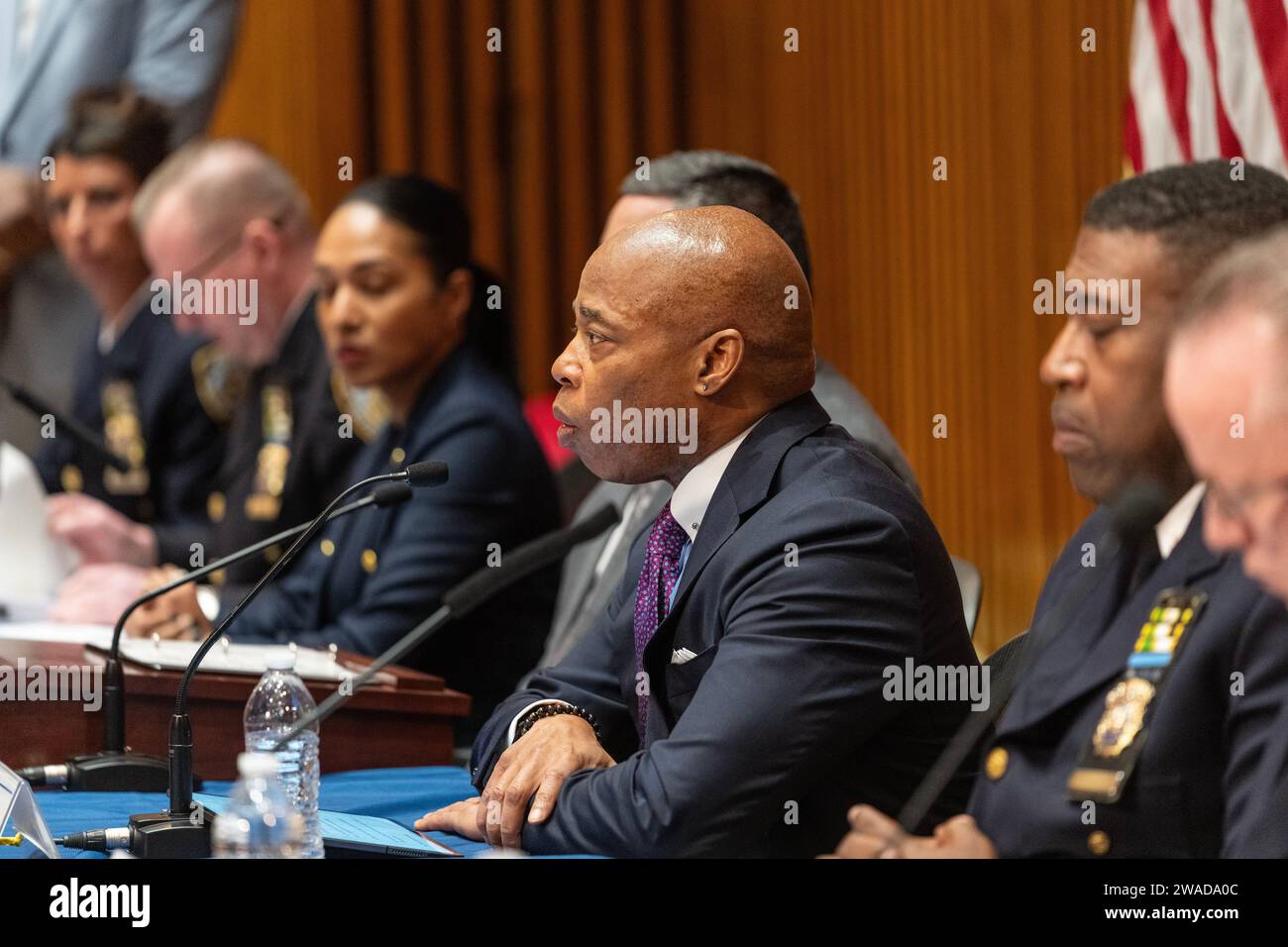 Mayor Eric Adams speaks during announcement end-of-year citywide crime ...