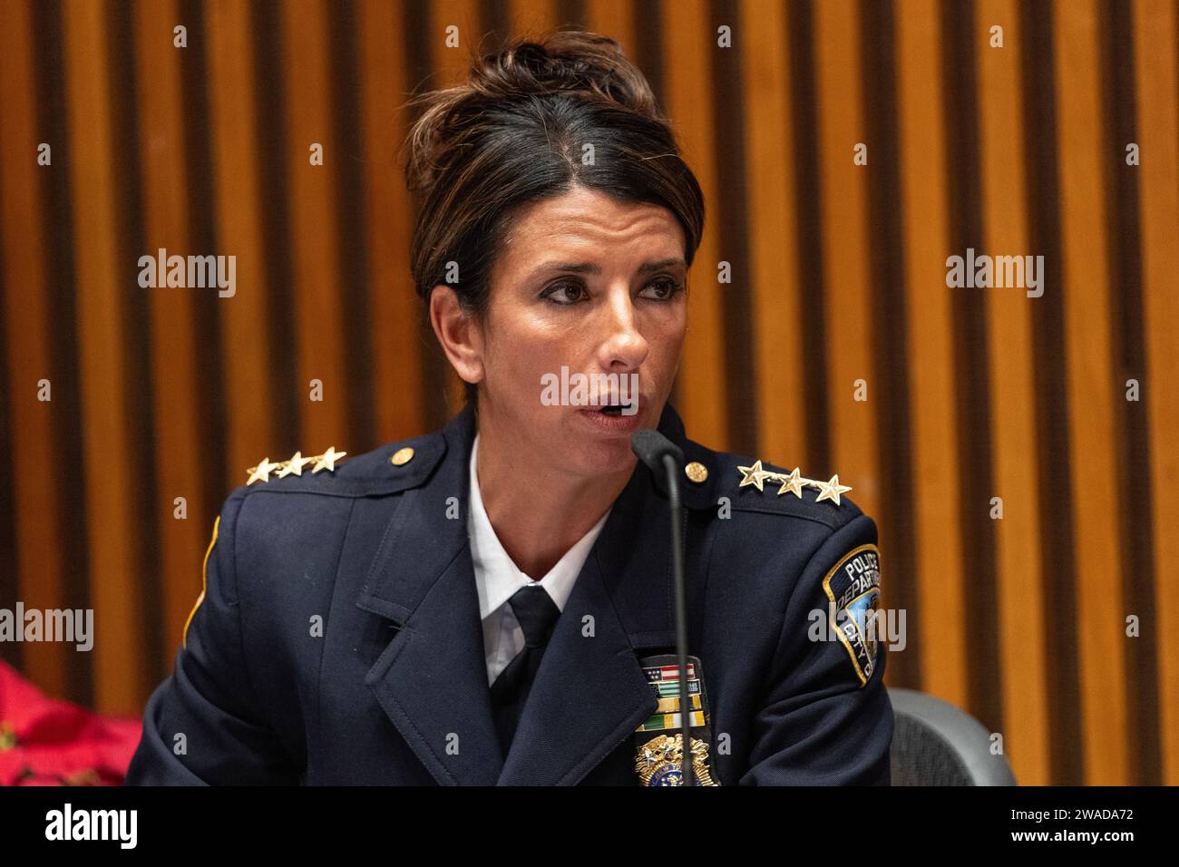 Chief of Housing Martine Materasso speaks during announcement end-of ...