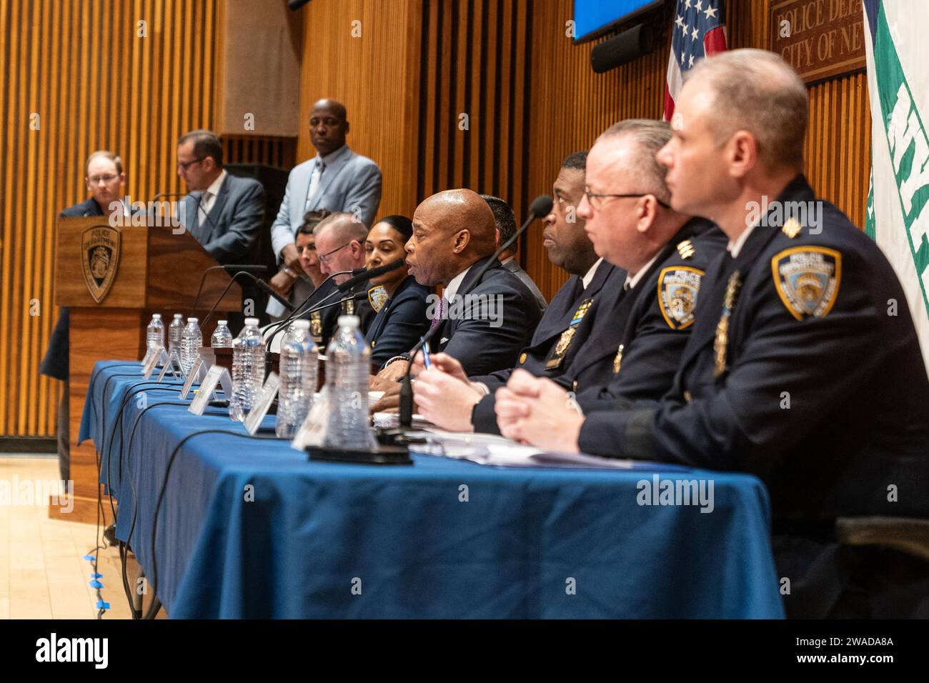 Mayor Eric Adams speaks during announcement end-of-year citywide crime ...