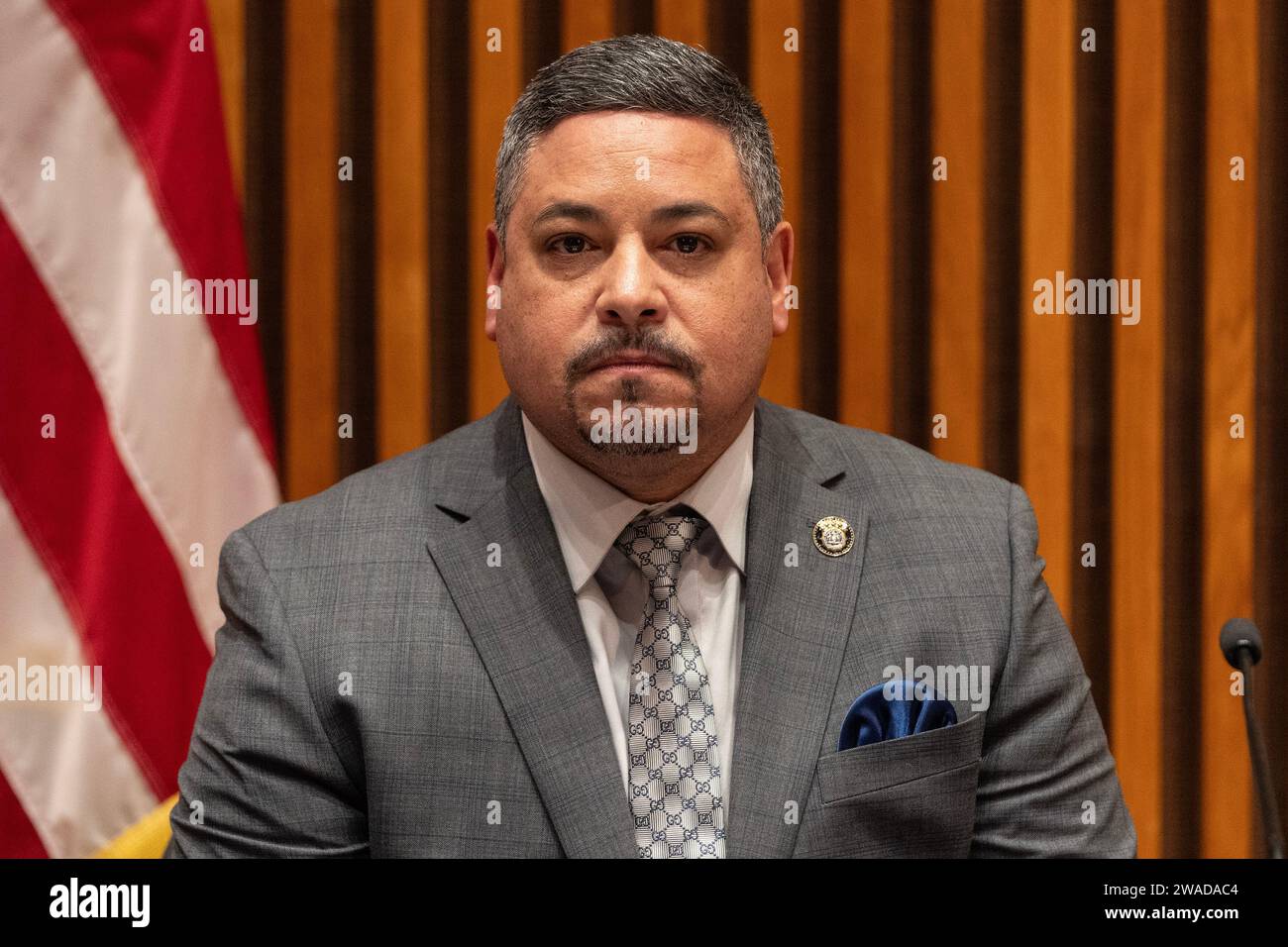 New York, USA. 03rd Jan, 2024. Police Commissioner Edward Caban attends ...