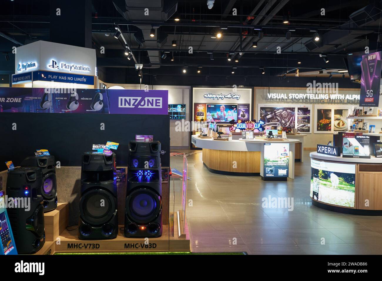 KUALA LUMPUR, MALAYSIA - MAY 27, 2023: interior shot of Sony Store in ...